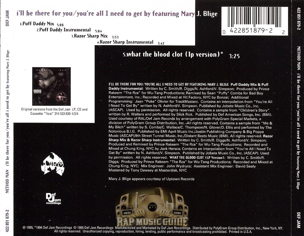 Method Man - I'll Be There For You-You're All I Need To Get By: Single ...