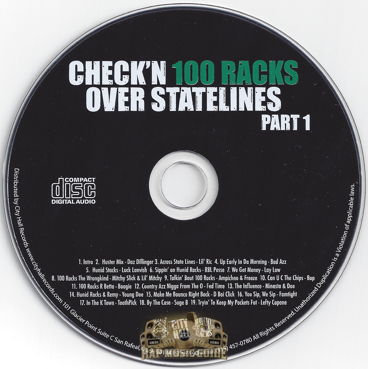 Hunid Racks - Check'n 100 Racks Over Statelines Part 1: CD | Rap Music ...