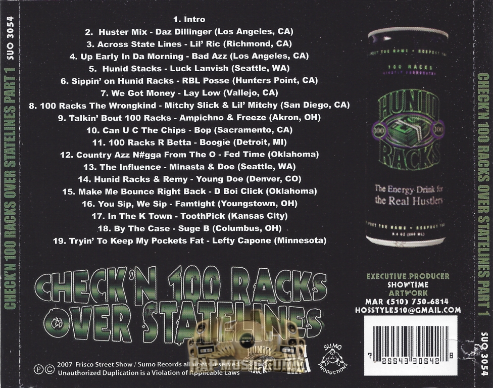 Hunid Racks - Check'n 100 Racks Over Statelines Part 1: CD | Rap Music ...