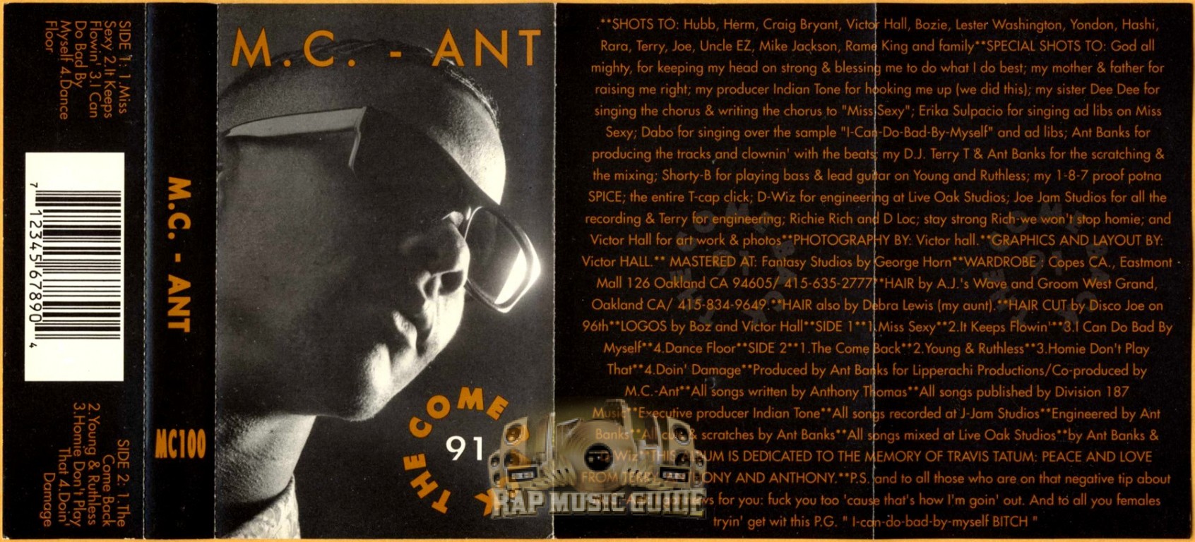M.C.-Ant - The Come Back 91: Cassette Tape | Rap Music Guide