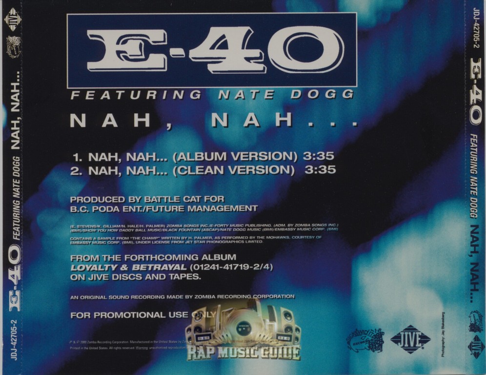 E-40 - Nah, Nah ... featuring Nate Dogg: Single. CD | Rap Music Guide